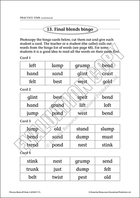 Consonant Blends Bingo Cards