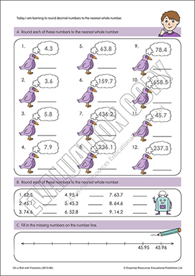 Round To The Nearest Whole Number Worksheet Rounding Decimals Using A