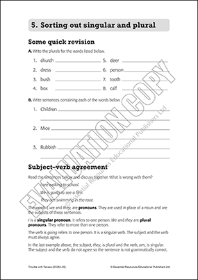 Singular and plural forms - tasks for ESOL students | iUgo